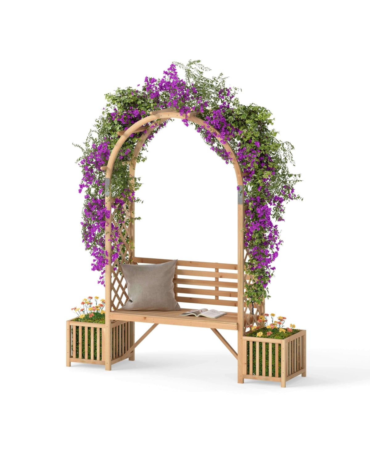 Click here for Costway Garden Bench Arbor Arch with Love Seat 2 T... prices