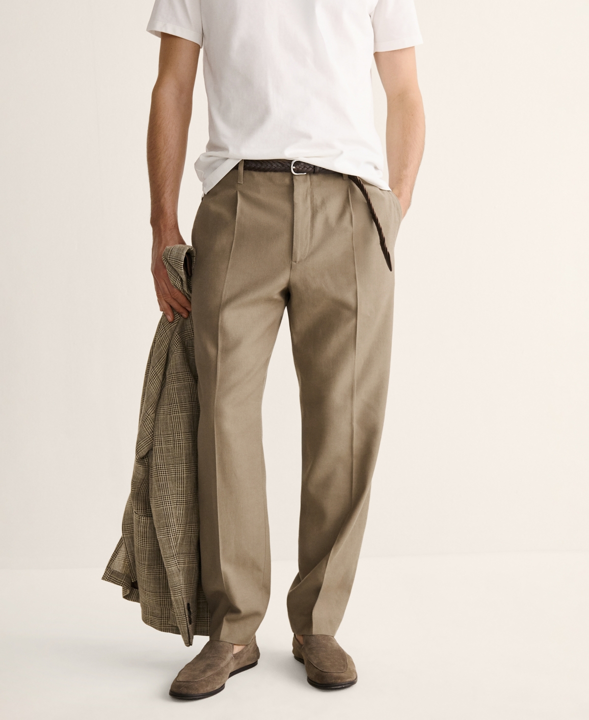 Click here for Mango Mens Regular-Fit Pleated Pants - Khaki prices