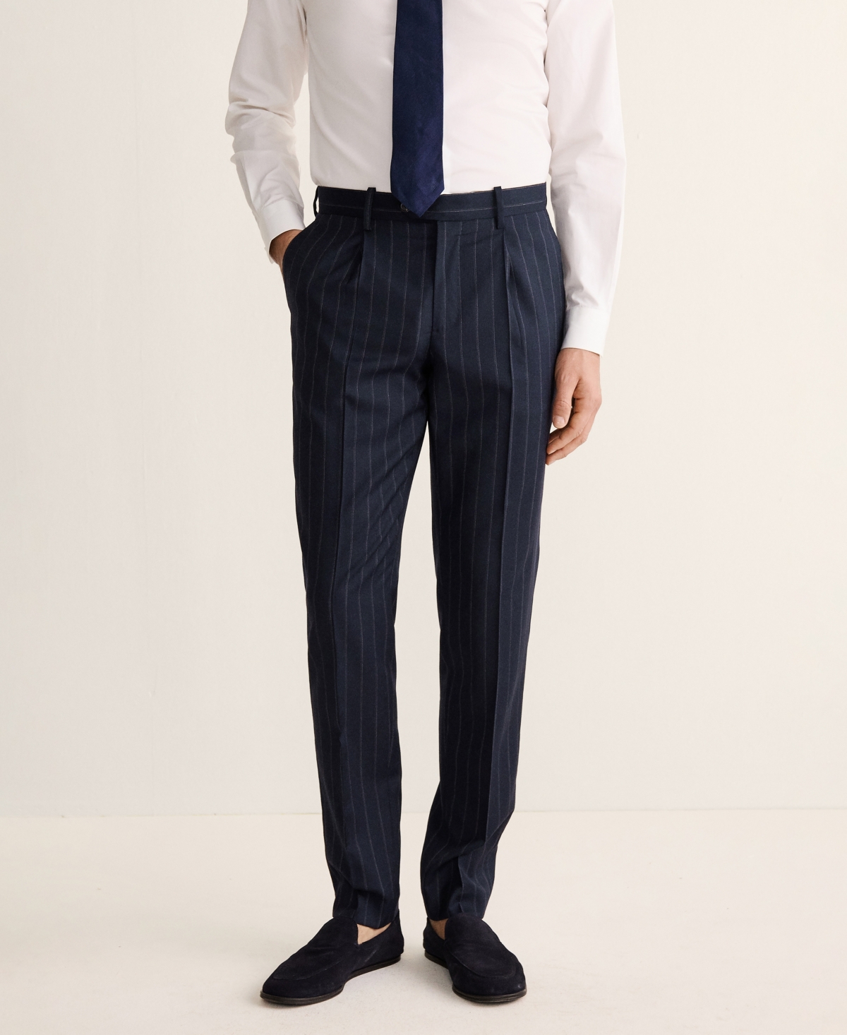 Click here for Mango Mens Wool Venice Striped Suit Pants - Navy prices