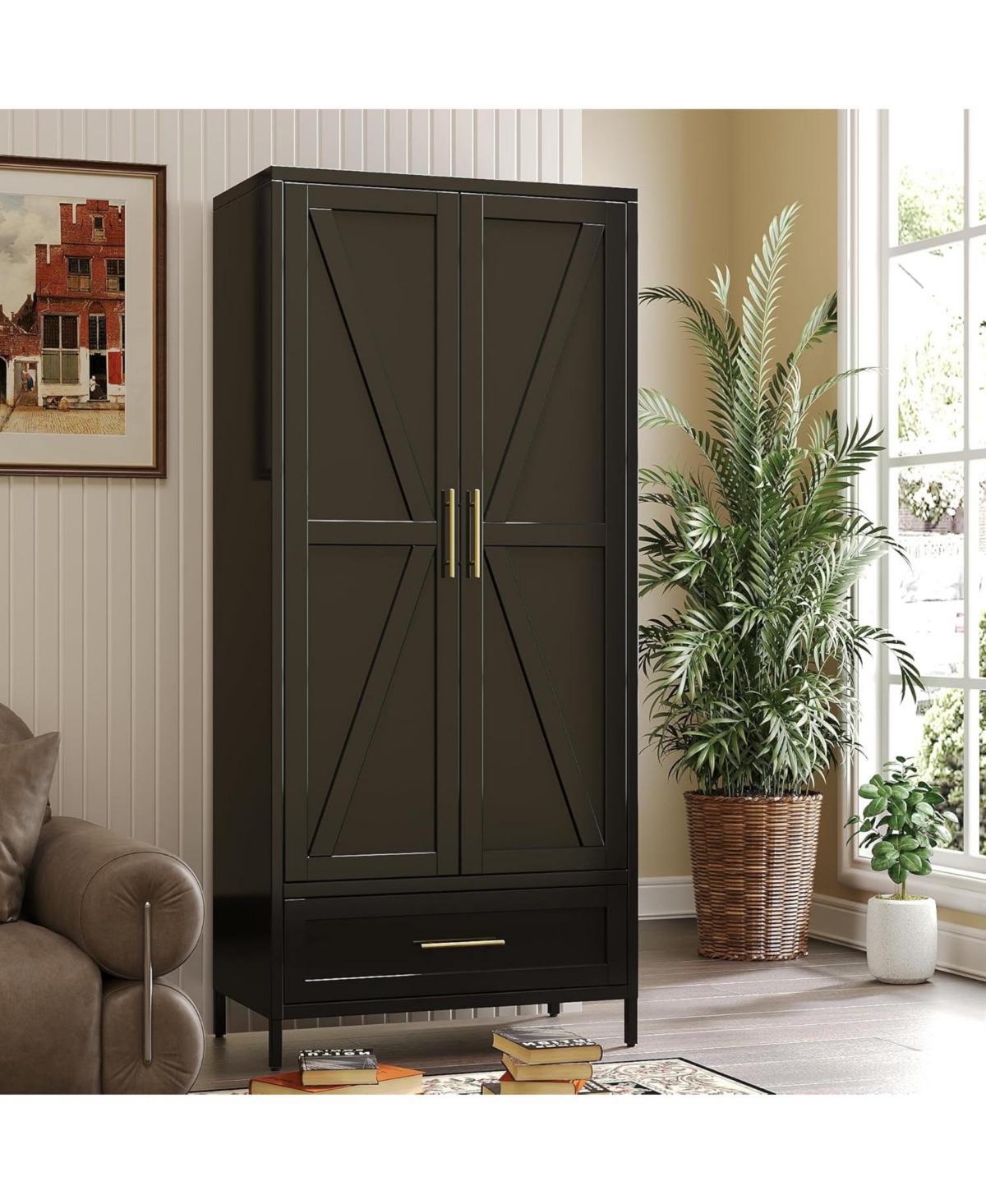 Click here for Boyel Living 71 Inch Metal Wardrobe Closet with Dr... prices