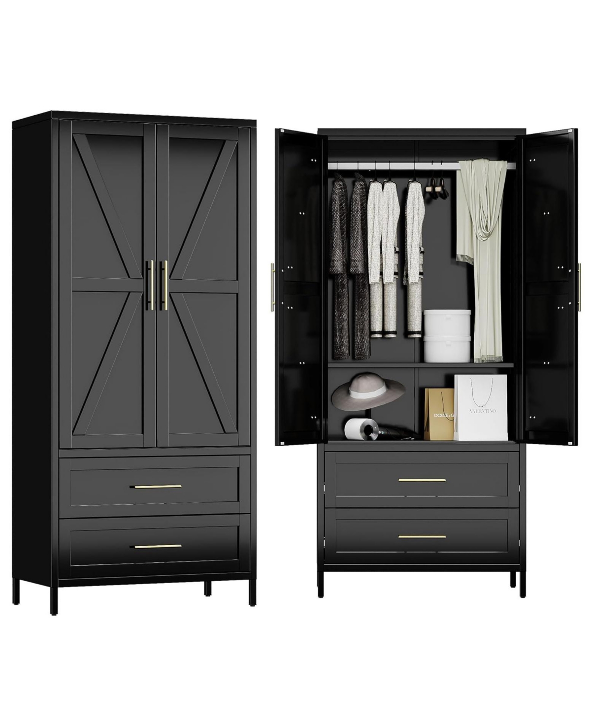 Click here for Boyel Living 71 Inch Metal Wardrobe Closet with Do... prices