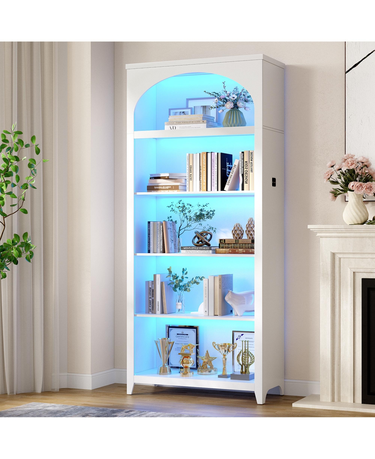 Click here for Vlsrka 5-Tier Wooden Bookshelf with Led Lights - F... prices