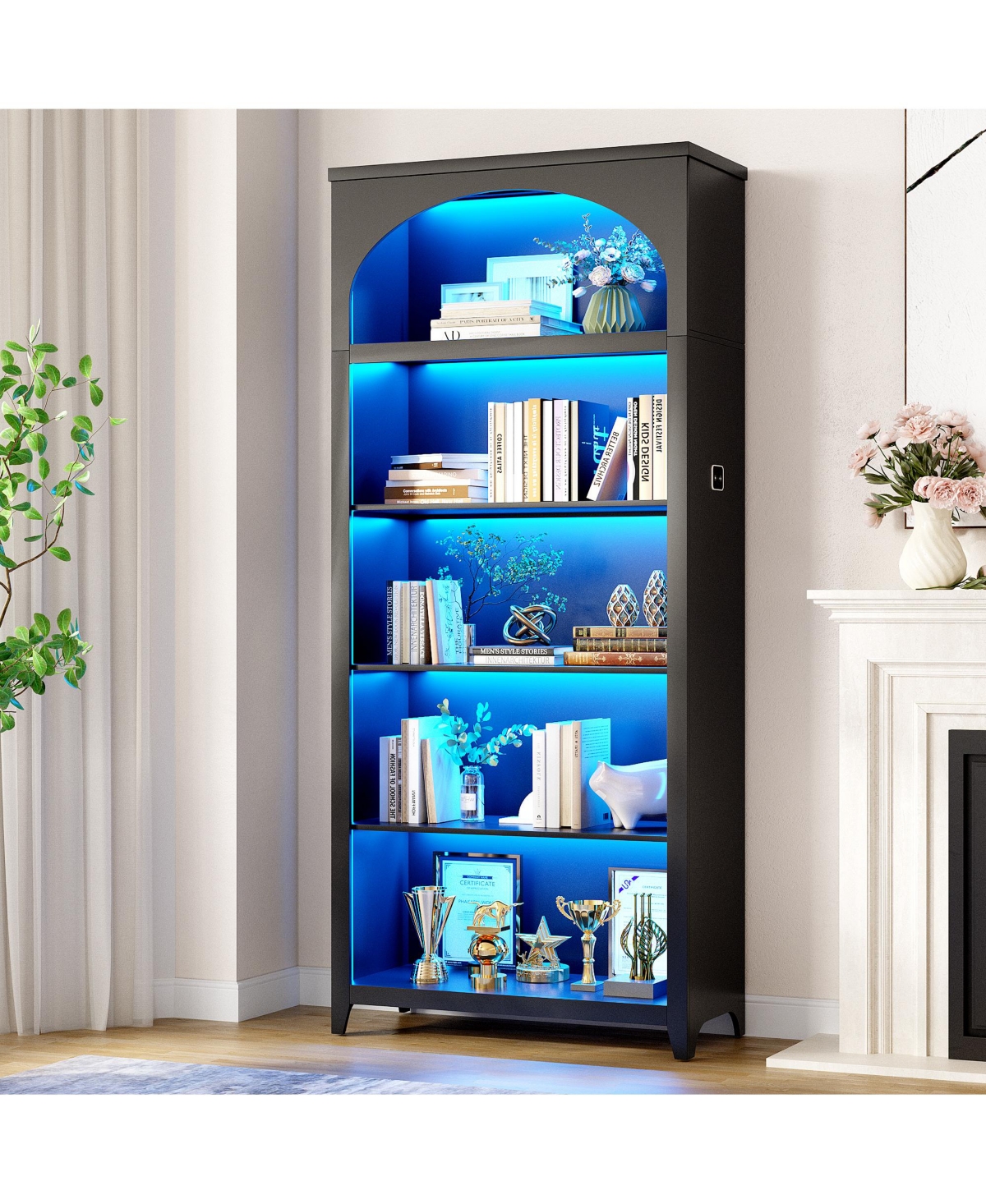 Click here for Vlsrka 5-Tier Wooden Bookshelf with Led Lights - S... prices