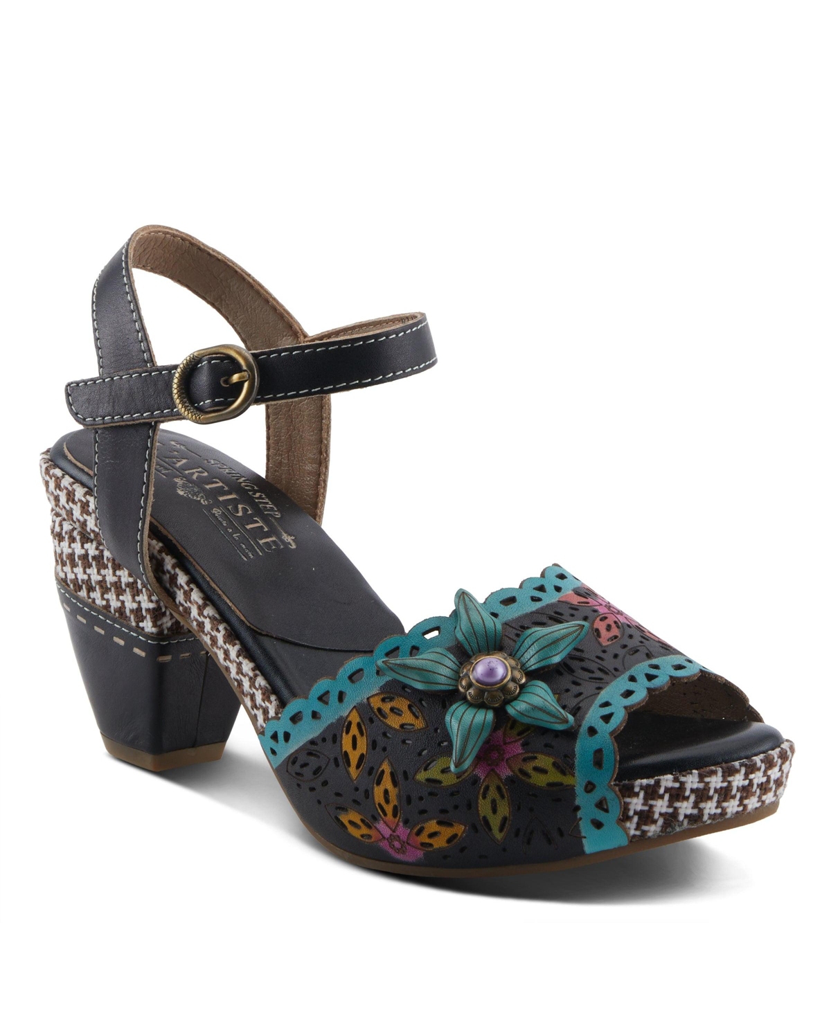 Click here for LArtiste Womens Ankle Strap with Hand-Painted Desi... prices