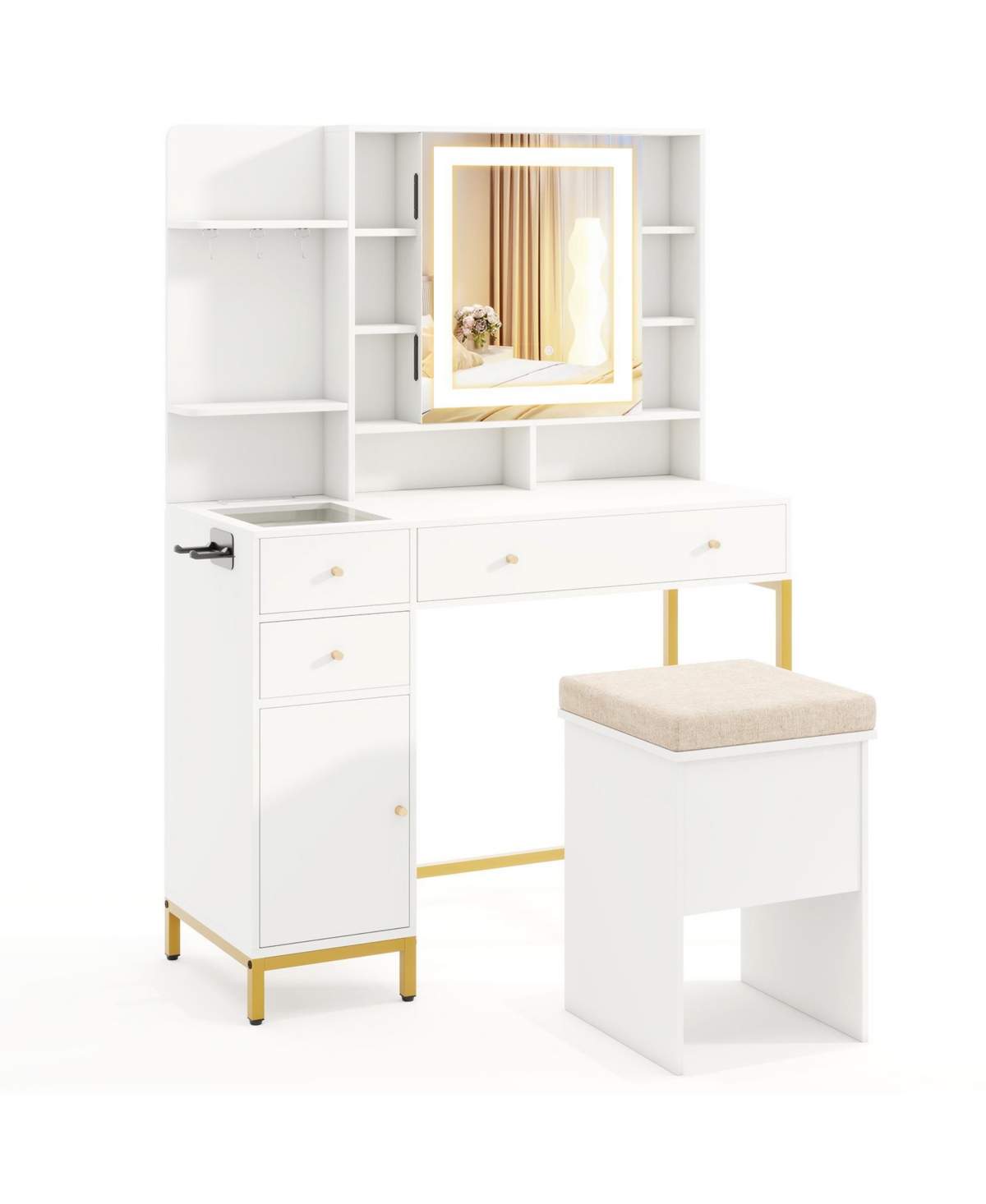 Click here for Slickblue Makeup Dressing Table and Stool Set with... prices