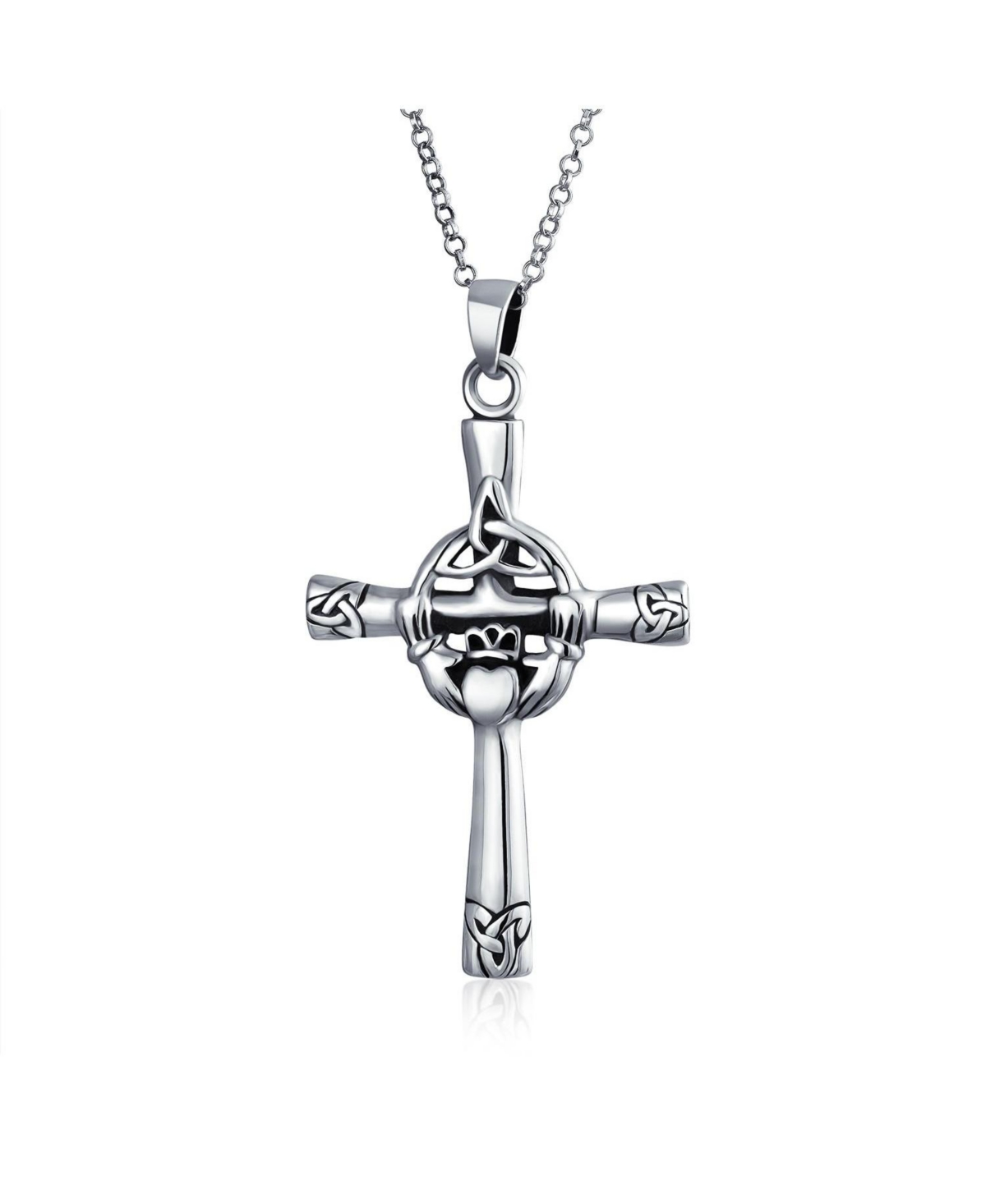Click here for Bling Jewelry Celtic Claddagh Cross Pendant Neckla... prices