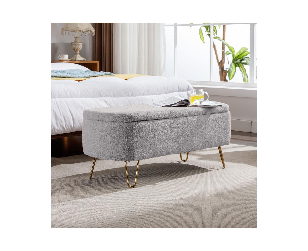 Click here for sumyeg Storage Ottoman Bench for End of Bed Gold L... prices