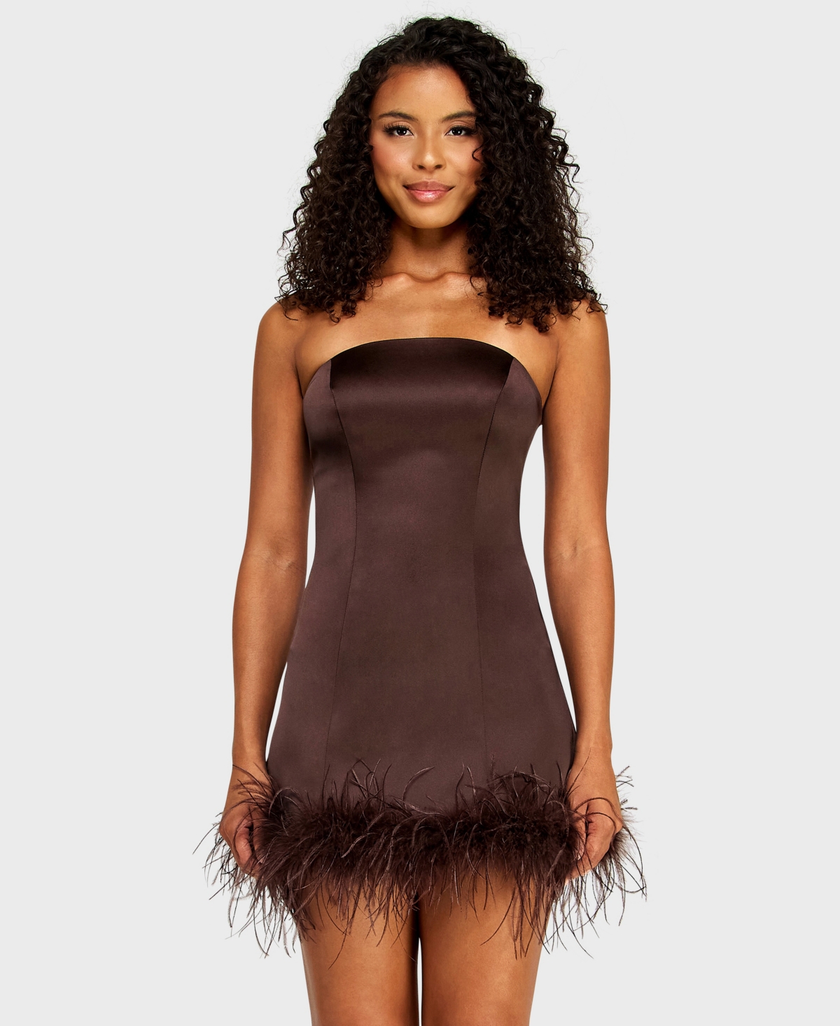 Click here for Alex & Sophia Juniors Strapless Feather Trim Detai... prices