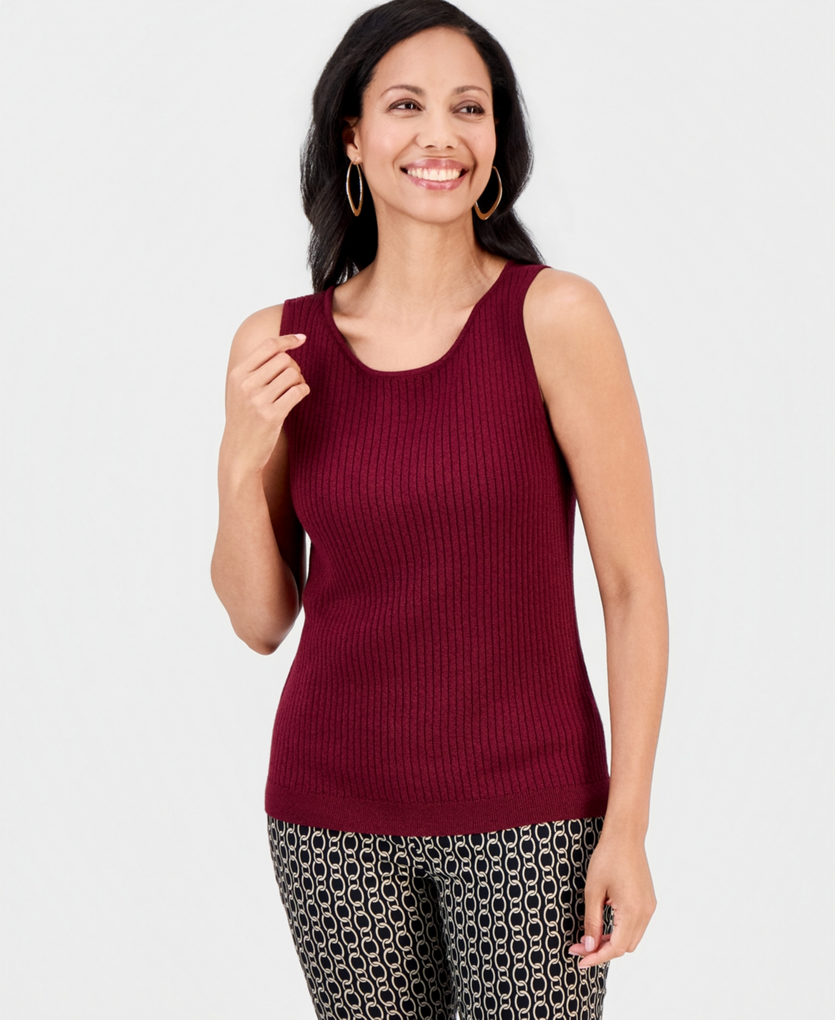 Click here for Jm Collection Womens Crewneck Pointelle Sweater Ta... prices