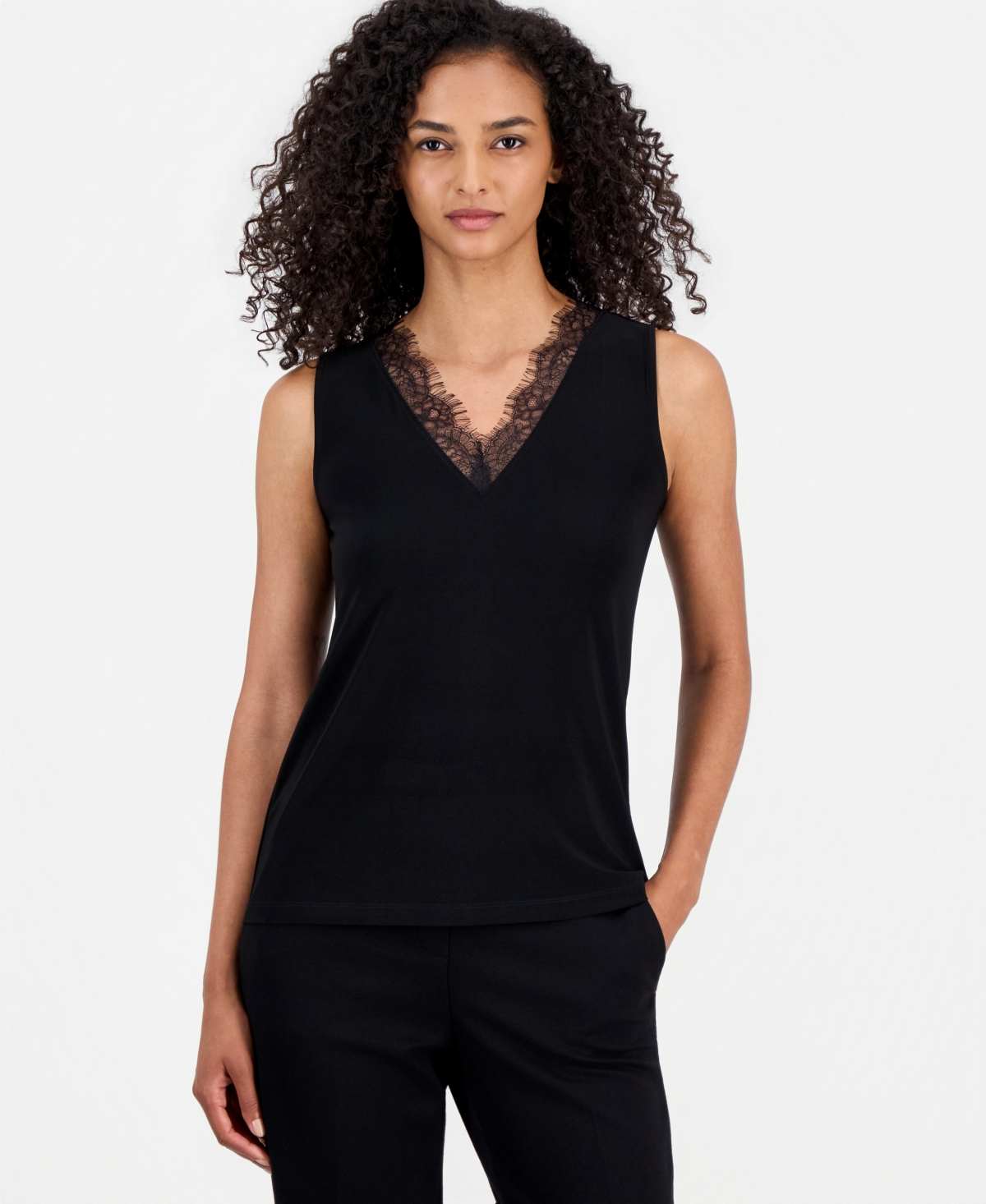 Click here for Anne Klein Womens Lace-Trim-v-Neck Tank Top - Anne... prices