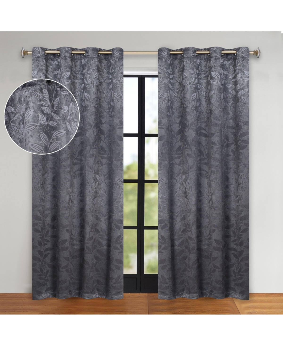 Click here for Superior Leaves Textured Blackout Curtain Set of 2... prices