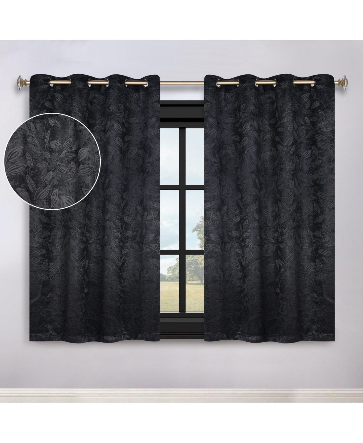 Click here for Superior Leaves Textured Blackout Curtain Set of 2... prices