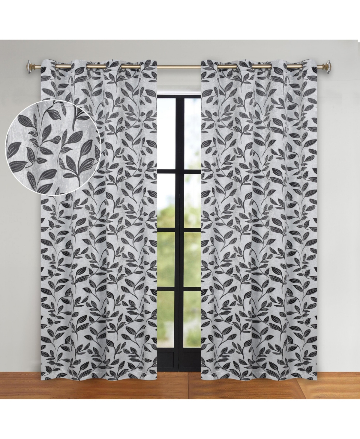 Click here for Superior Leaves Textured Blackout Curtain Set of 2... prices