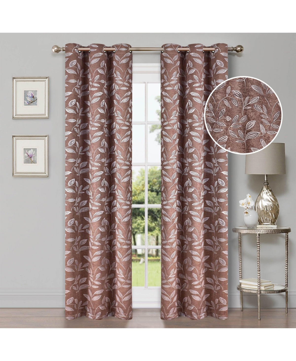 Click here for Superior Leaves Textured Blackout Curtain Set of 2... prices