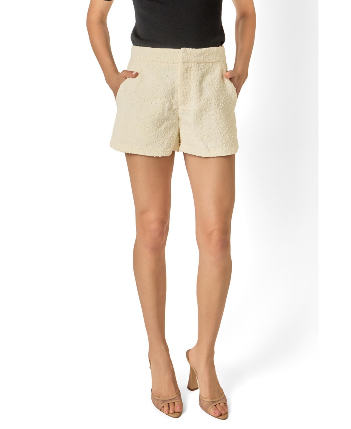 Click here for English Factory Womens Textured Shorts - Off white prices