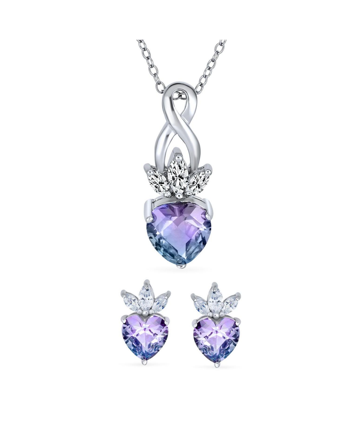 Click here for Bling Jewelry Mystic Purple Blue Heart Shaped Cz I... prices