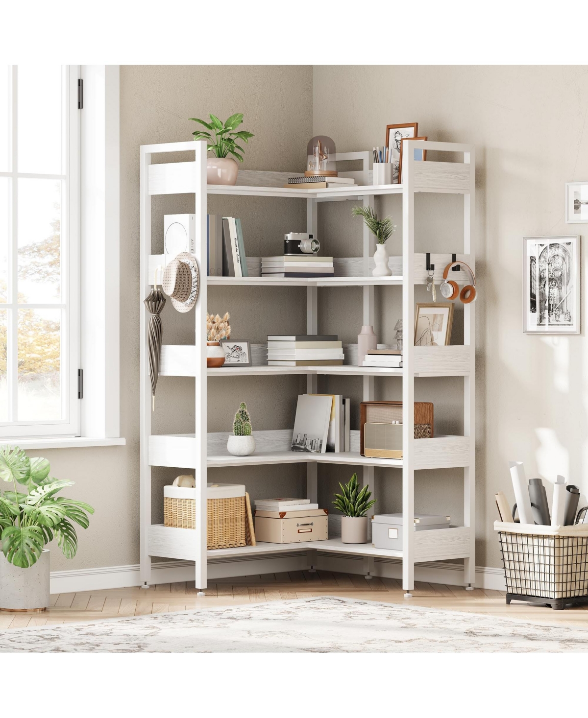 Click here for homfan Corner Bookshelf  5-Tier Convertible l-Shap... prices