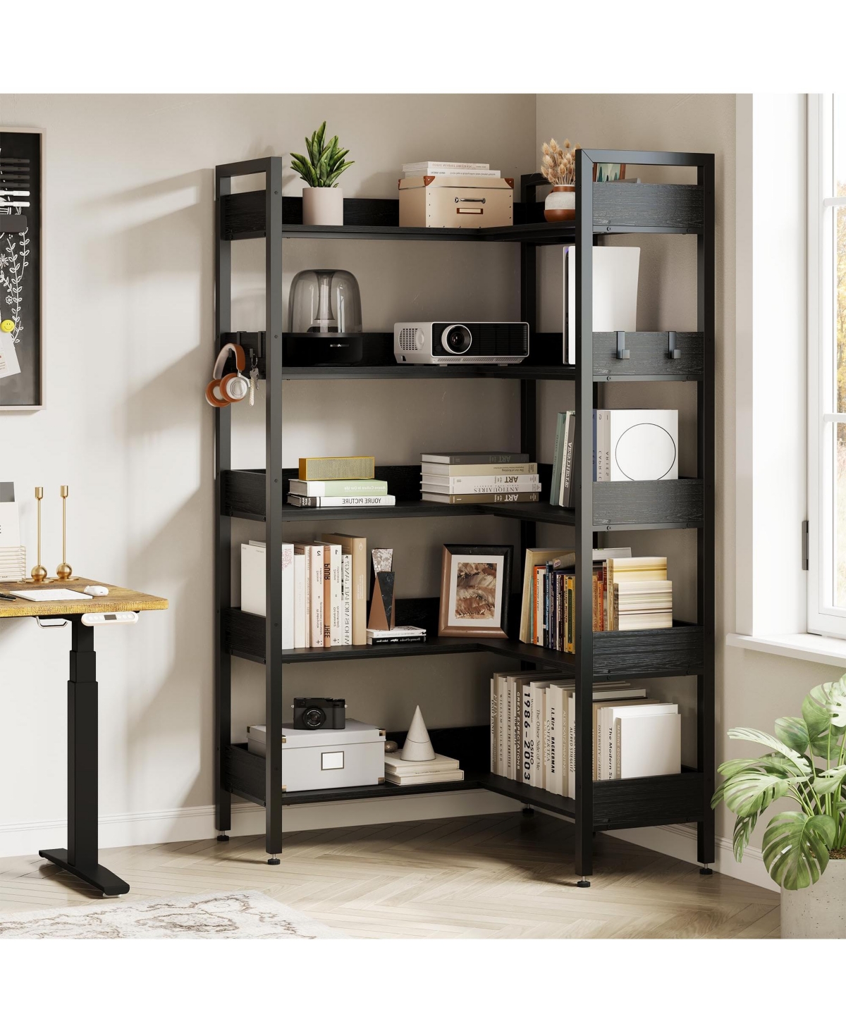 Click here for homfan Corner Bookshelf  5-Tier Convertible l-Shap... prices