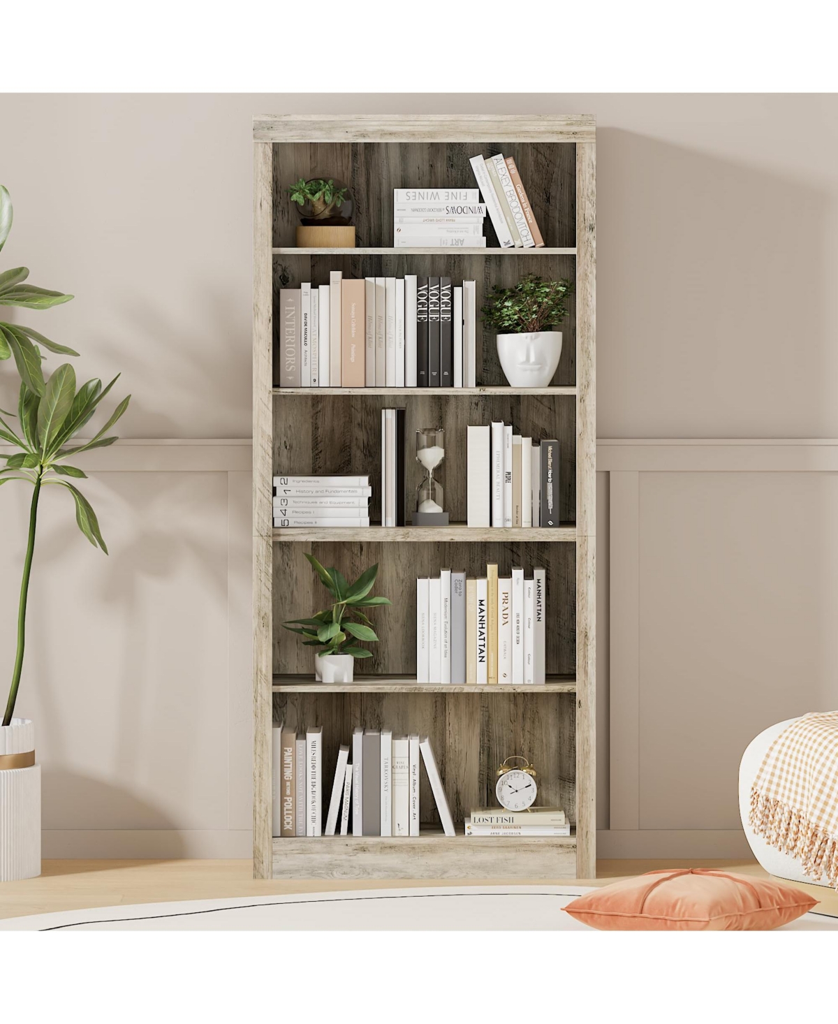 Click here for homfan Modern 71 Inch Tall 5-Tier Wooden Bookcase... prices