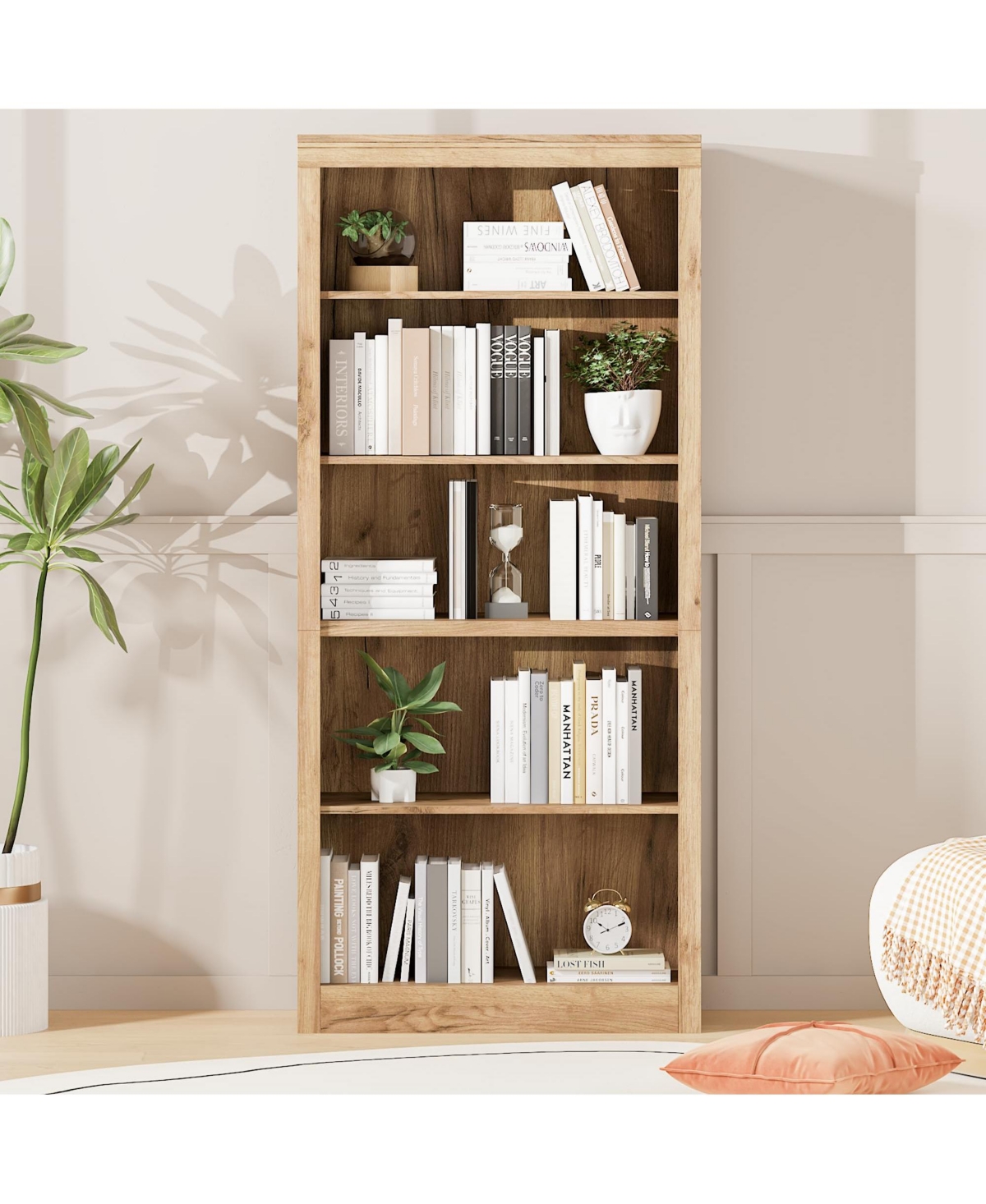 Click here for homfan Modern 71 Inch Tall 5-Tier Wooden Bookcase... prices