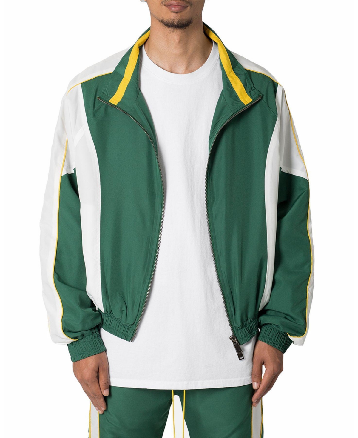 Click here for mnml Mens Moto Racing Jacket - Green prices