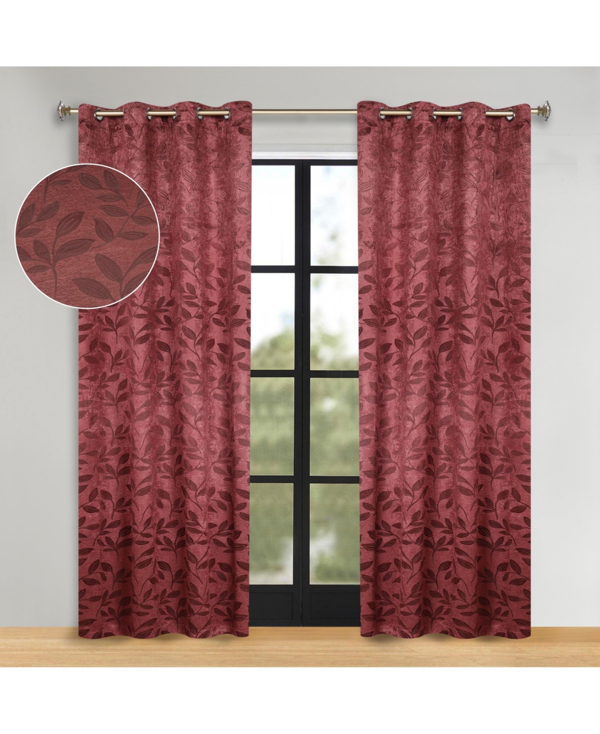 Click here for Superior Modern Leaves 2 Curtain Panels Set with G... prices