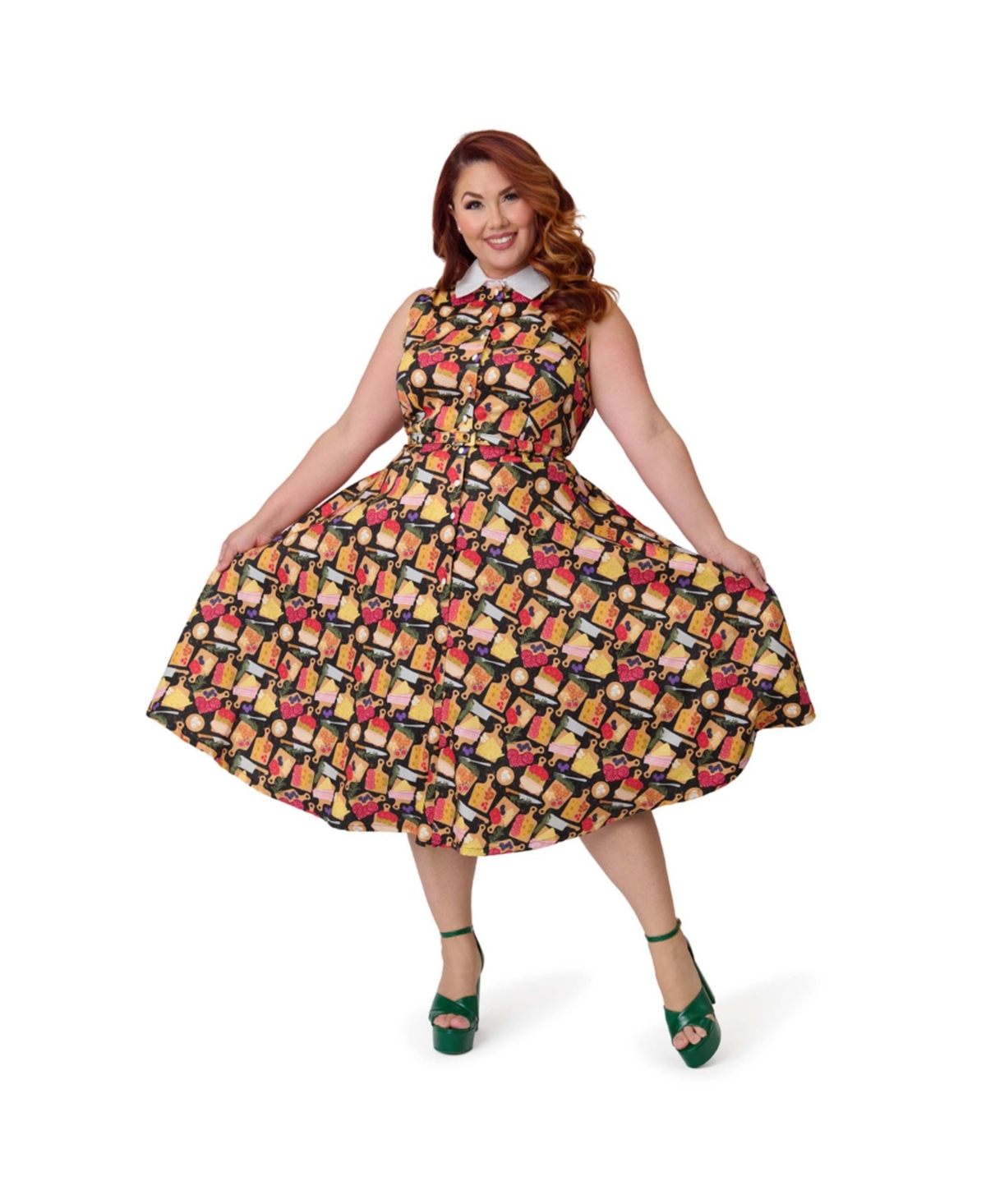 Click here for Unique Vintage Plus Size Sleeveless Dress - Black... prices