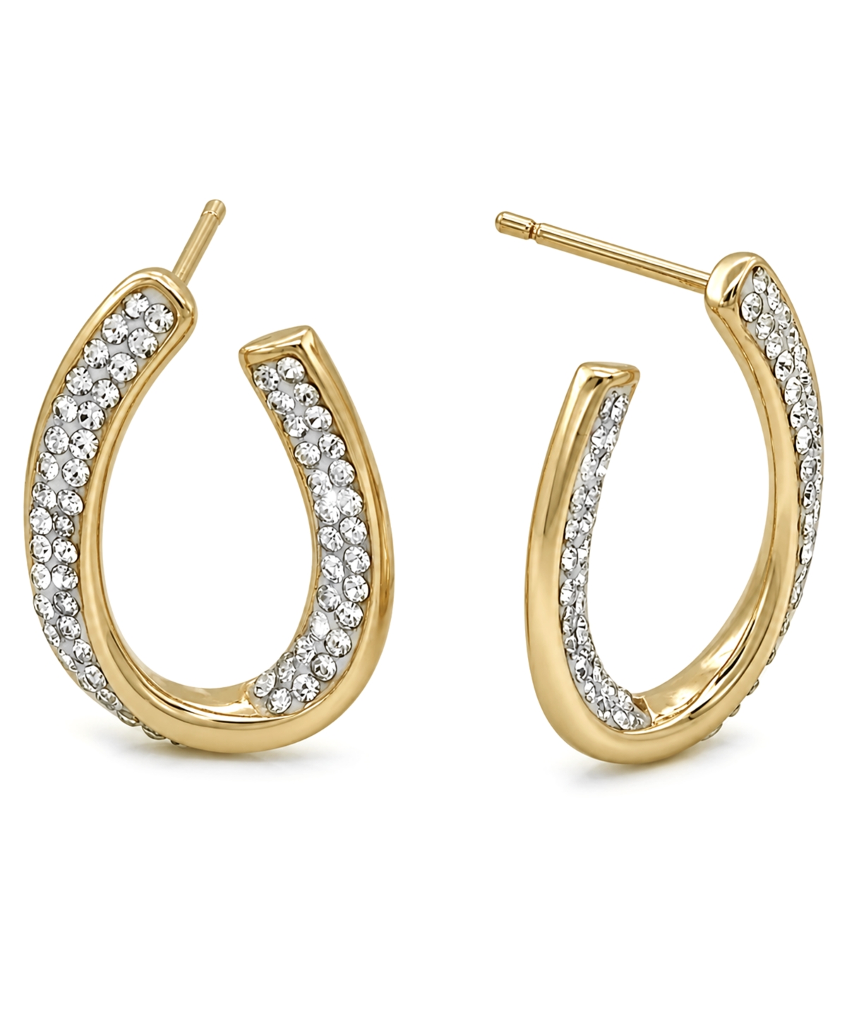 Click here for Crystal Curved Post Earring  Gold Plate and Silver... prices
