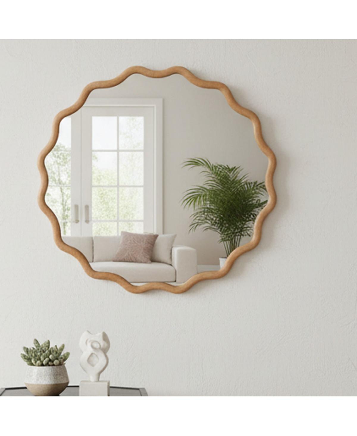 Click here for Laoties 24 Round Wavy Wood Frame Accent Mirror for... prices