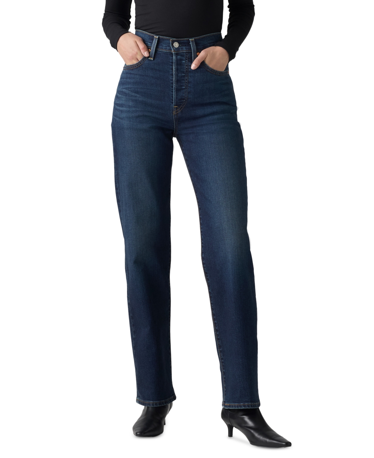 Click here for Levis Womens Ribcage High-Rise Straight-Leg Jeans... prices
