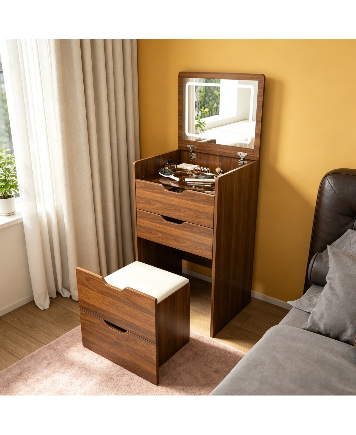 Click here for Streamdale Furniture 3-in-1 Vanity Desk with Light... prices