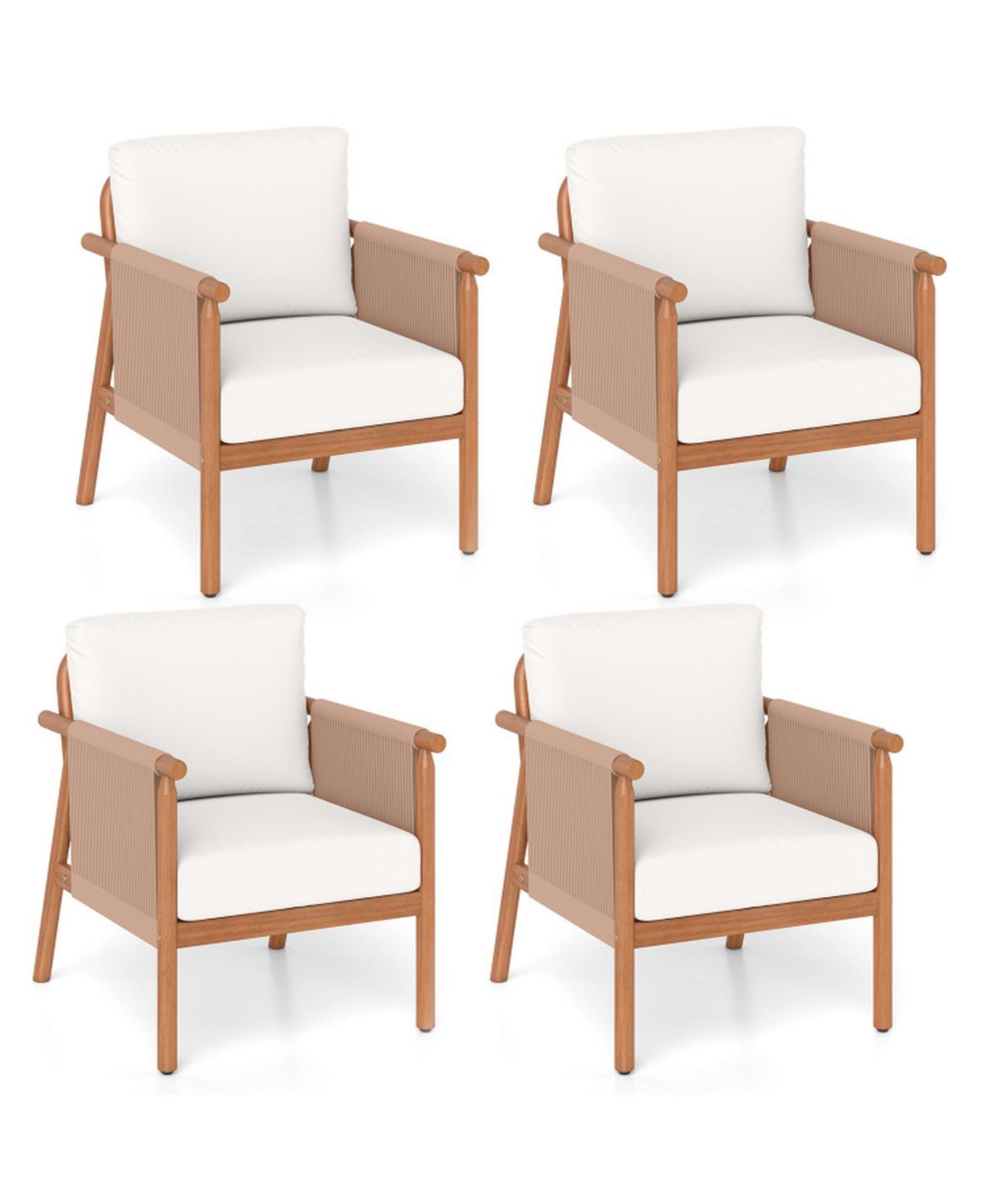 Click here for SUGIFT4 -Piece Acacia Wood Patio Chair Set with Wo... prices