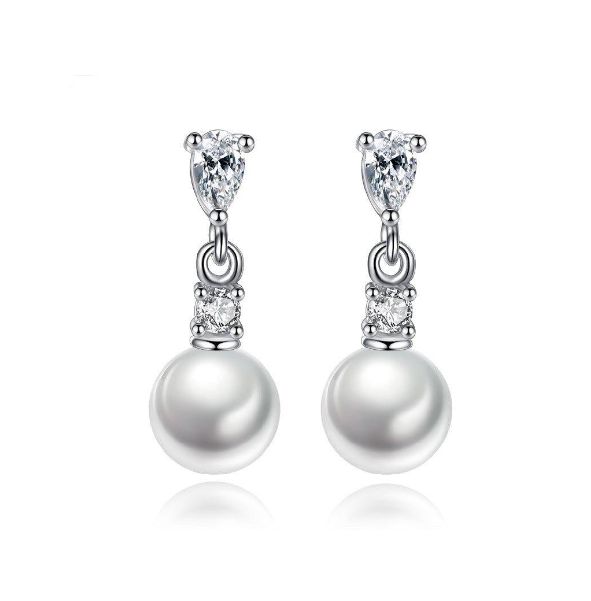 Click here for Dloria Pear Cut Cubic Zirconia Faux Pearl Drop Ear... prices