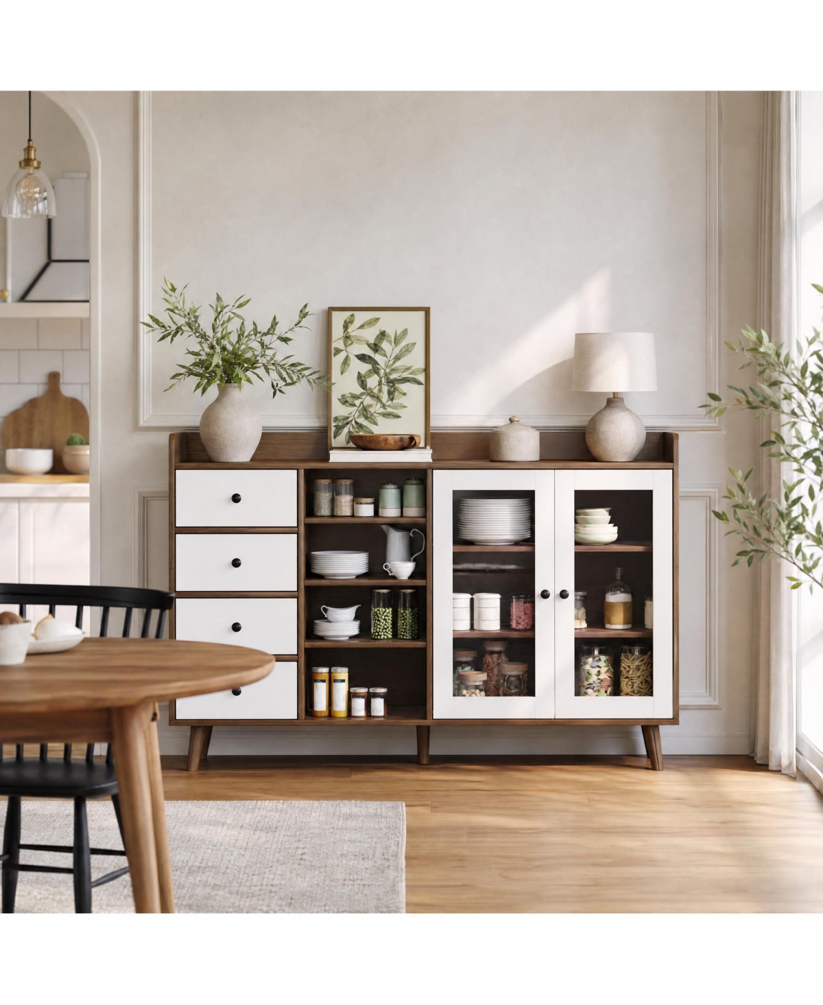 Click here for homfan Glass Door Sideboard Cabinet with Grille De... prices
