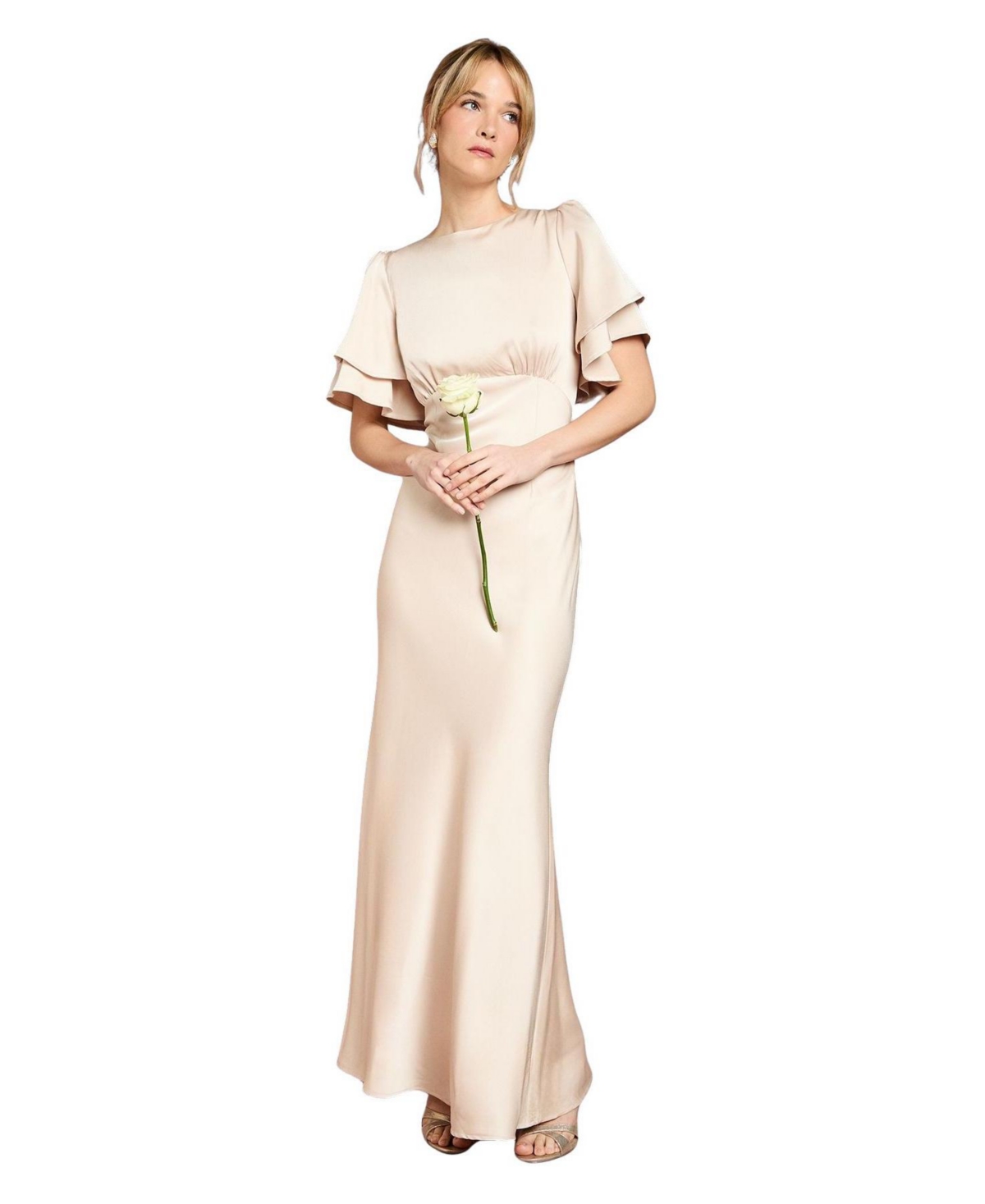 Click here for Coast Womens High Neck Crepe Maxi Dress - Champagn... prices
