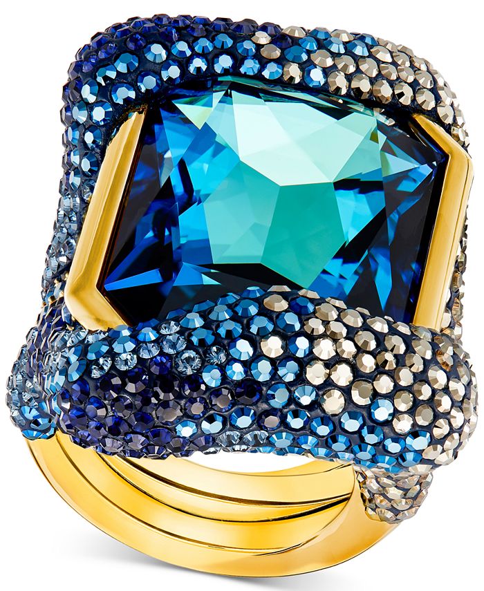 Swarovski Gold-Tone Blue and Metallic Crystal Statement Ring & Reviews ...