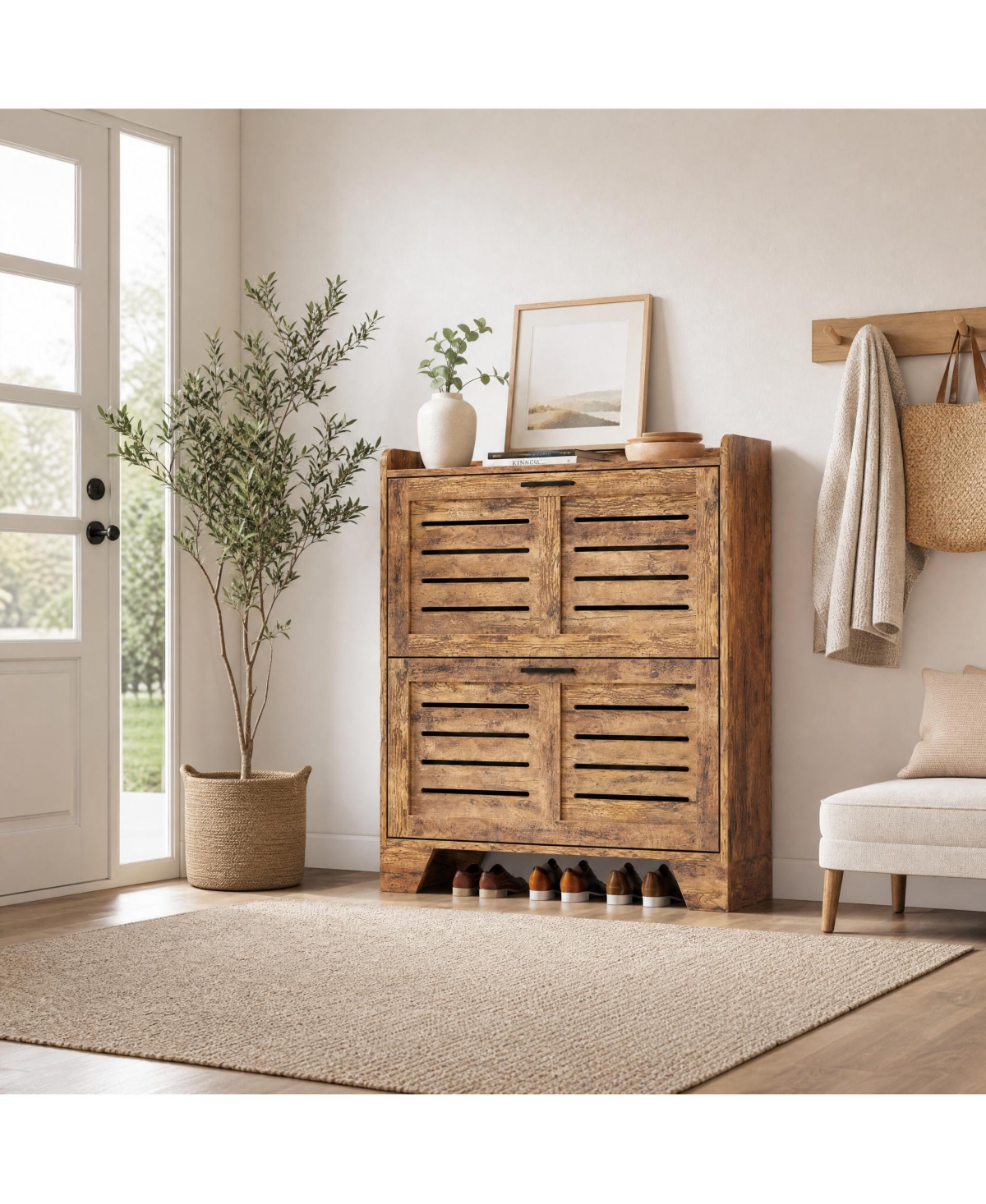 Click here for Homfan Two-Tier Flip Door Shoe Cabinet with Spacio... prices
