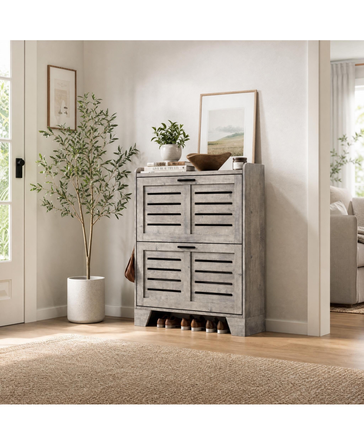 Click here for Homfan Two-Tier Flip Door Shoe Cabinet with Spacio... prices