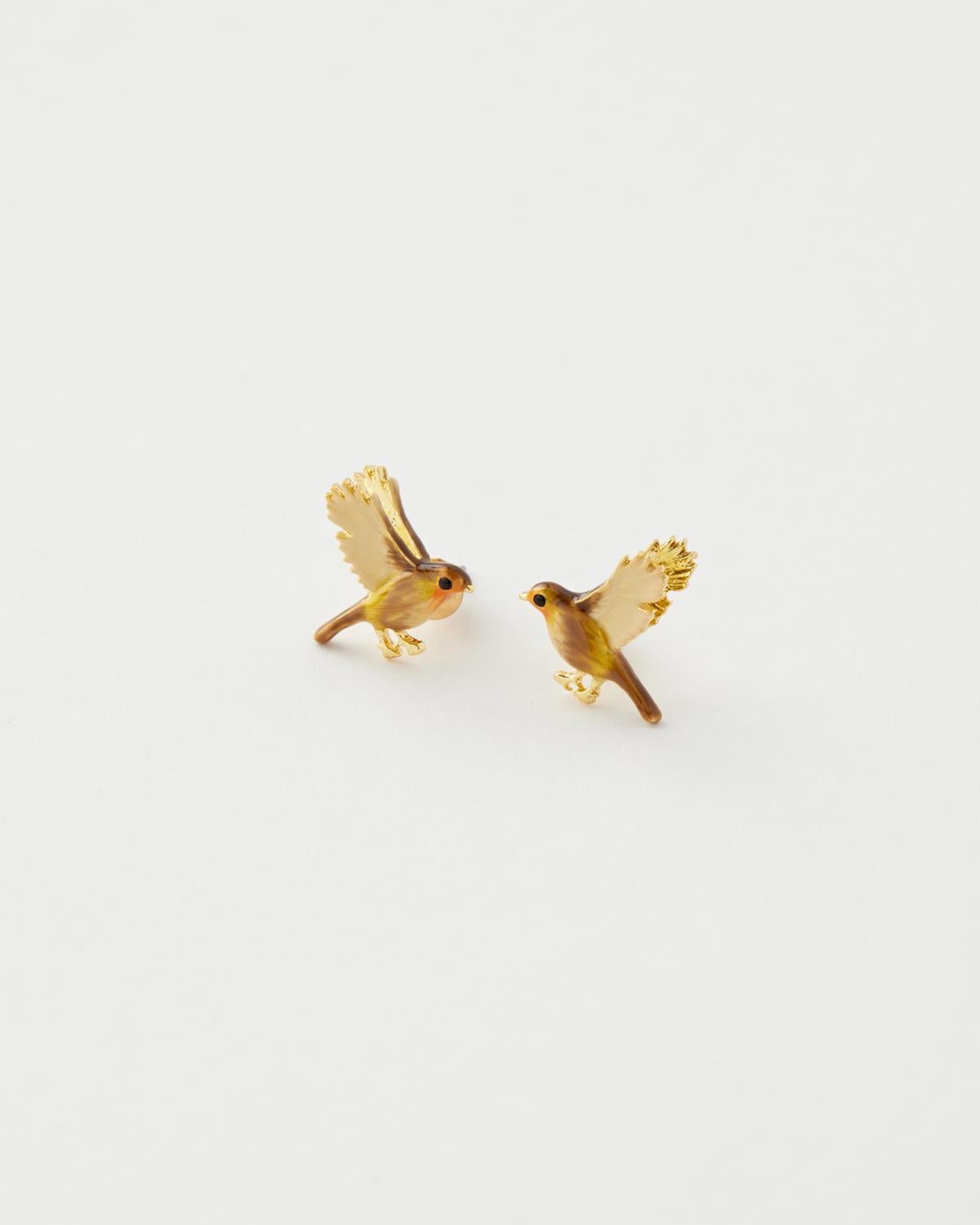 Click here for Fable England Enamel Flying Robin earrings - Gold prices