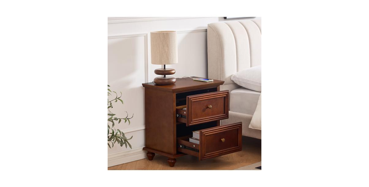 Click here for Lucky One 22.9W Mid Century 2 Drawers Nightstand w... prices