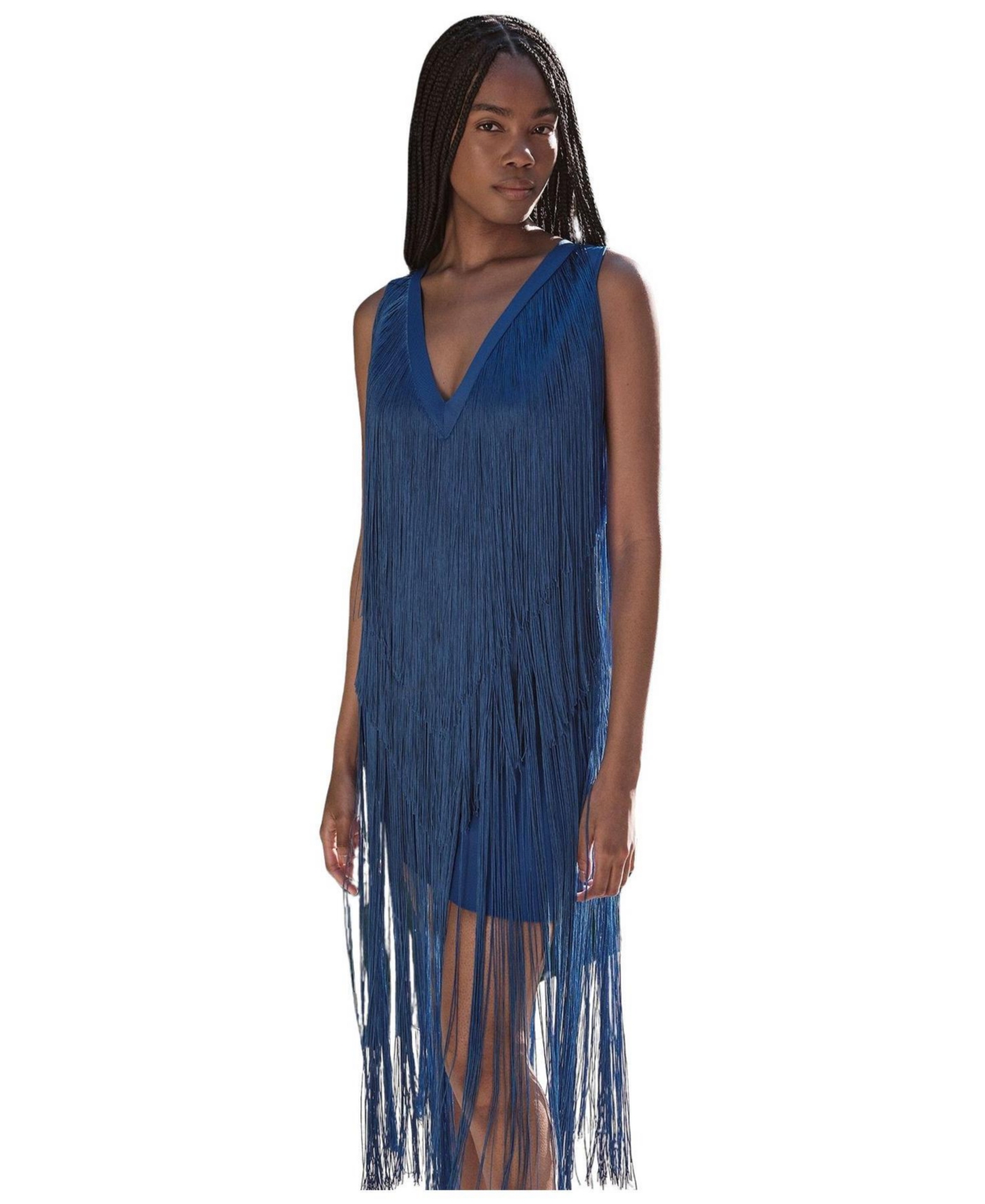 Click here for Karen Millen Womens Fringe Bandage V-Neck Midi Dre... prices