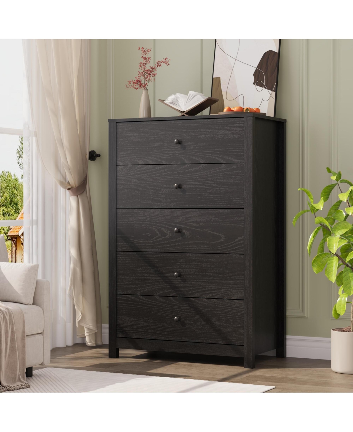 Click here for homfan Tall 5 Drawer Dresser with Deep Drawers and... prices