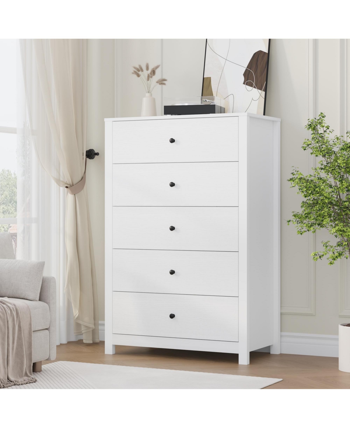 Click here for homfan Tall 5 Drawer Dresser with Deep Drawers and... prices