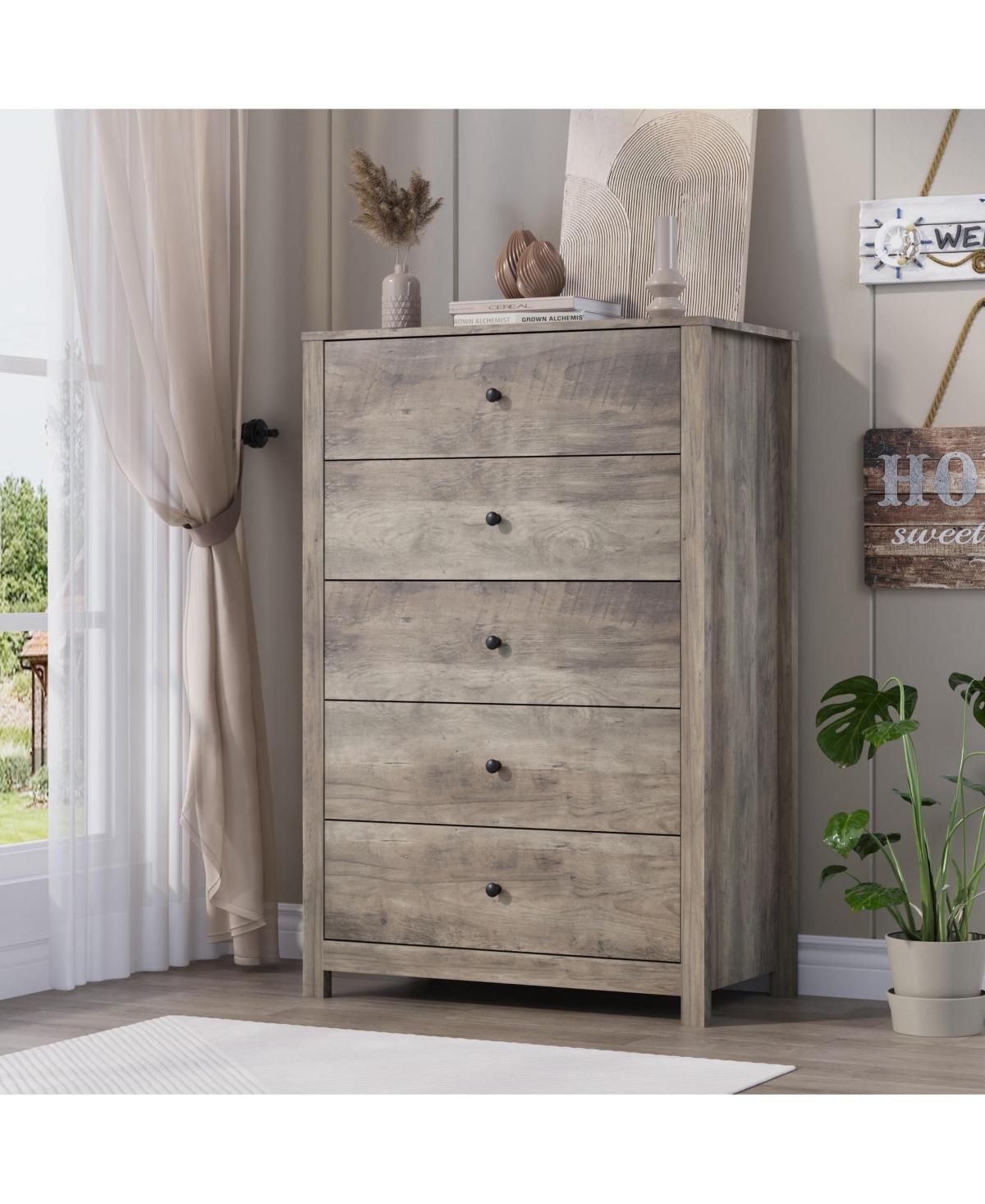 Click here for homfan Tall 5 Drawer Dresser with Deep Drawers and... prices