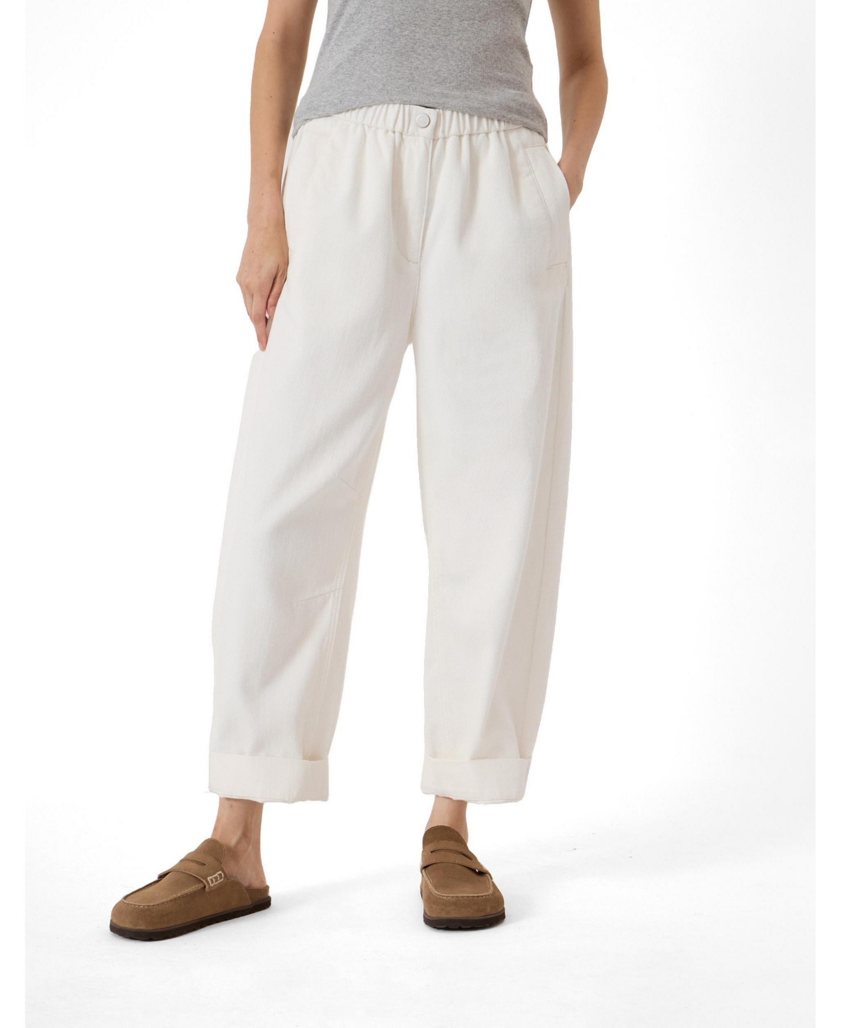Click here for Hush Womens Supersoft Denim Barrel Leg Jeans - Whi... prices