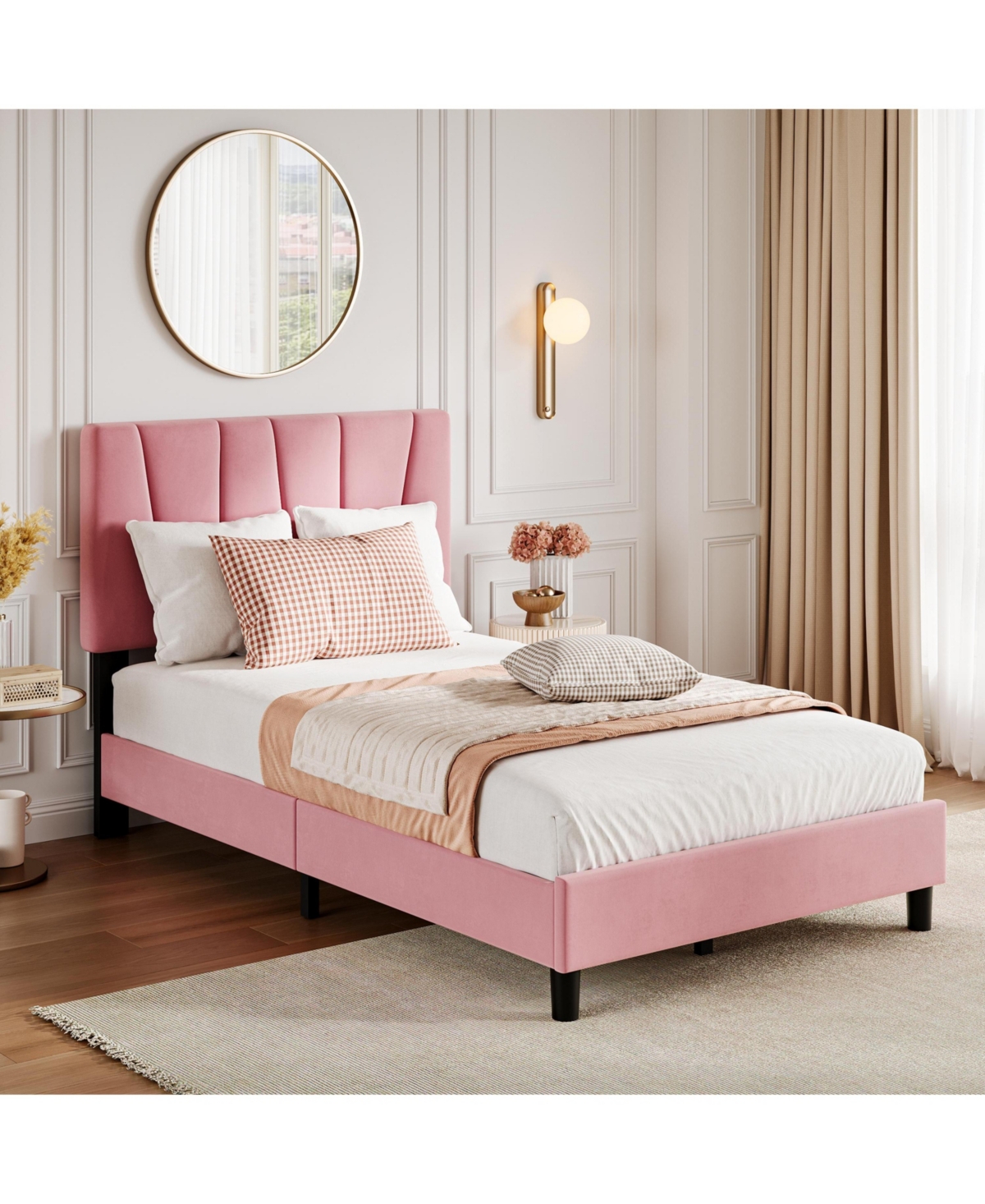 Click here for homfan Modern Upholstered Platform Bed Frame with... prices