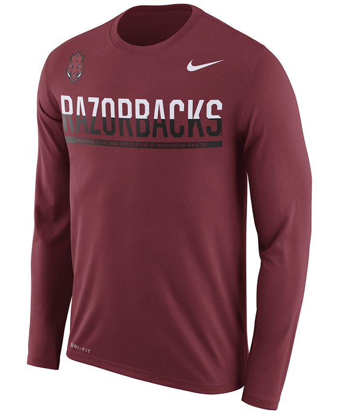 Nike Men's Arkansas Razorbacks Legend Staff Sideline Long Sleeve T ...