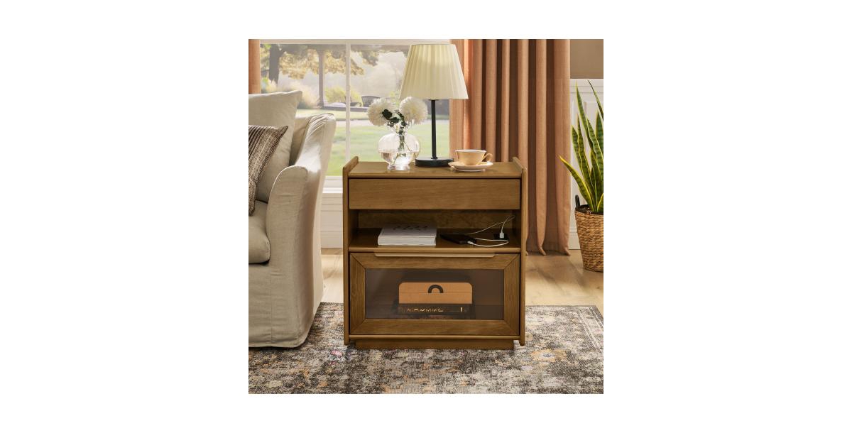 Click here for Lucky One Mid Century 2-Drawers Nightstand with Ch... prices