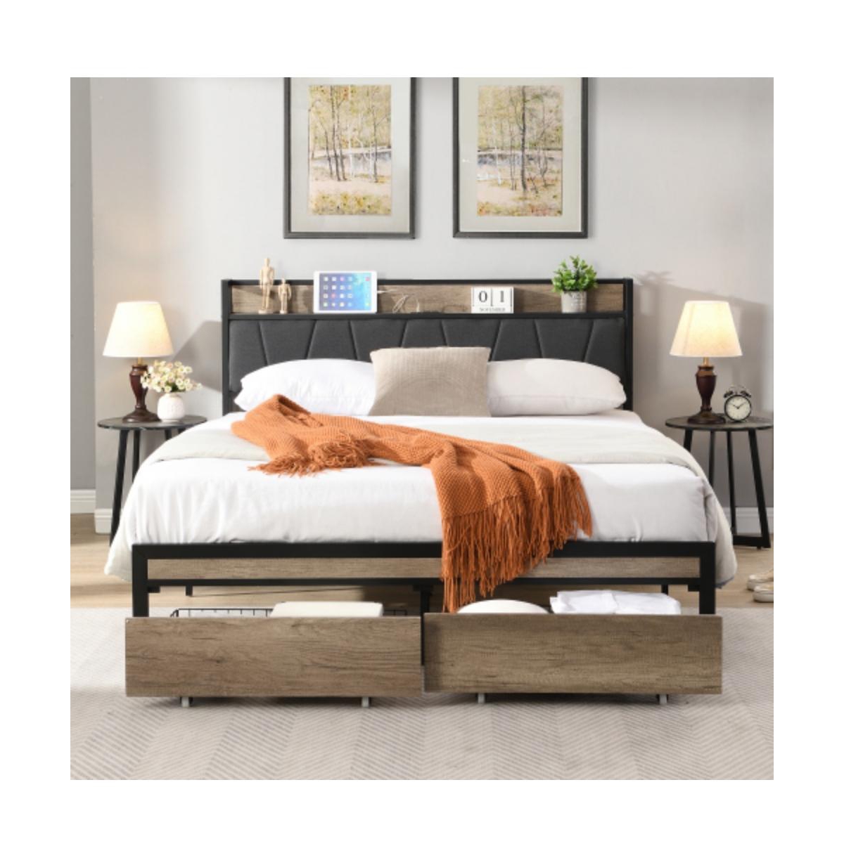 Click here for Lucky One Queen Size Platform Bed Frame with Woode... prices