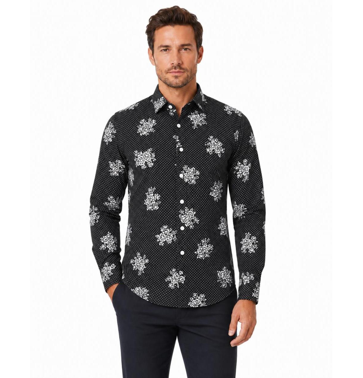Click here for Elie Balleh Mens Slim Fit Button-Down Shirt - Blac... prices